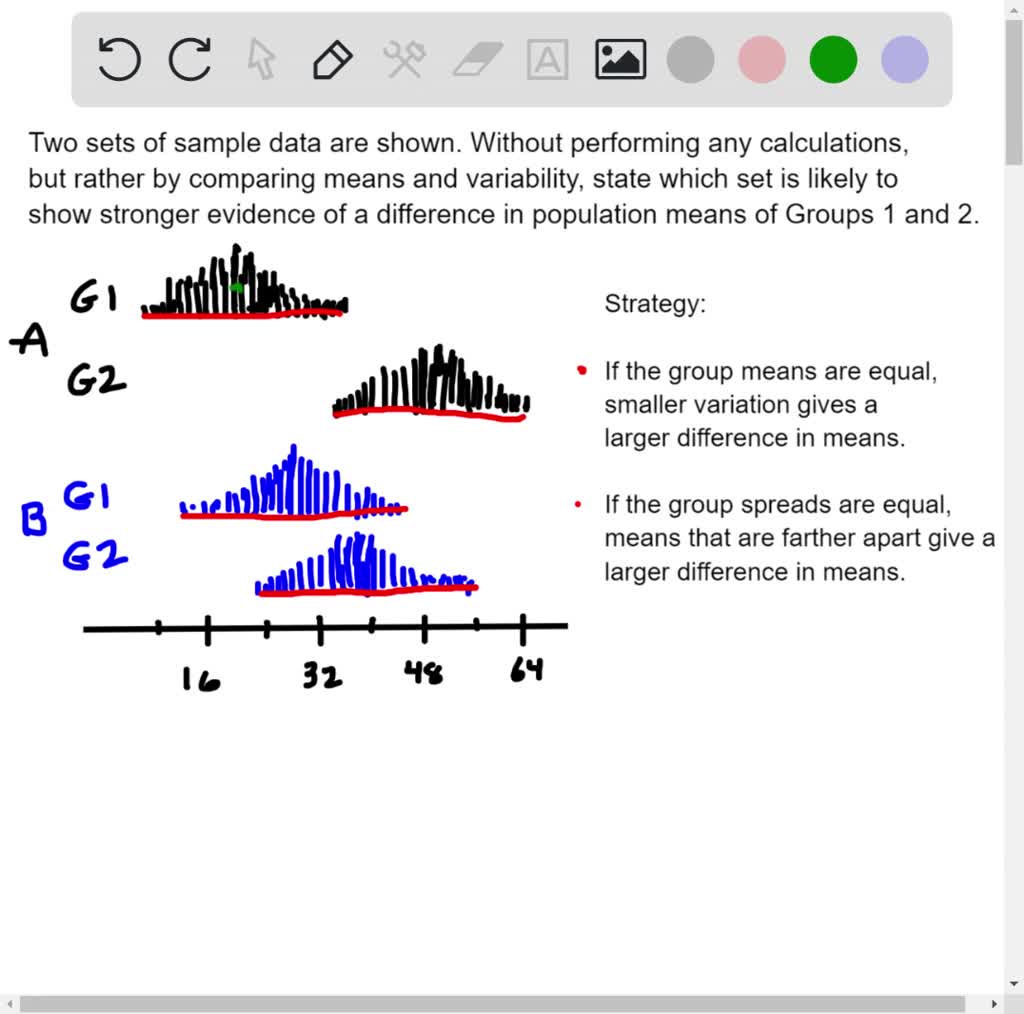 SOLVED:Two sets of sample data, A and B, are given. Without doing any calculations, indicate in ...