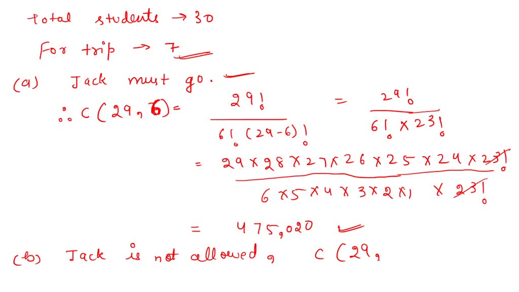 SOLVED:These exercises involve counting combinations. From a class with 30 students, seven are ...