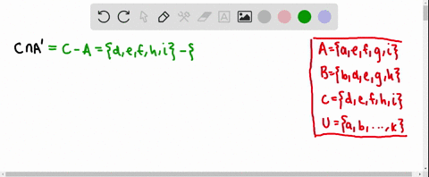 SOLVED:In Exercises 13-24, let U ={a, b, c, d, e, f, g, h} A ={a, g, h ...