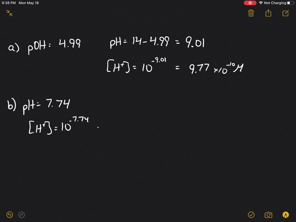 SOLVED:Calculate the hydrogen ion concentration, in moles per liter ...