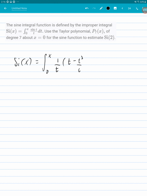 SOLVED:The sine integral function is defined by the improper integral ...