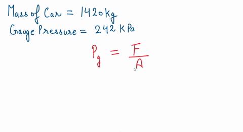 SOLVED:Your family's 1420-kg car is supported equally by its four tires, each inflated to a ...