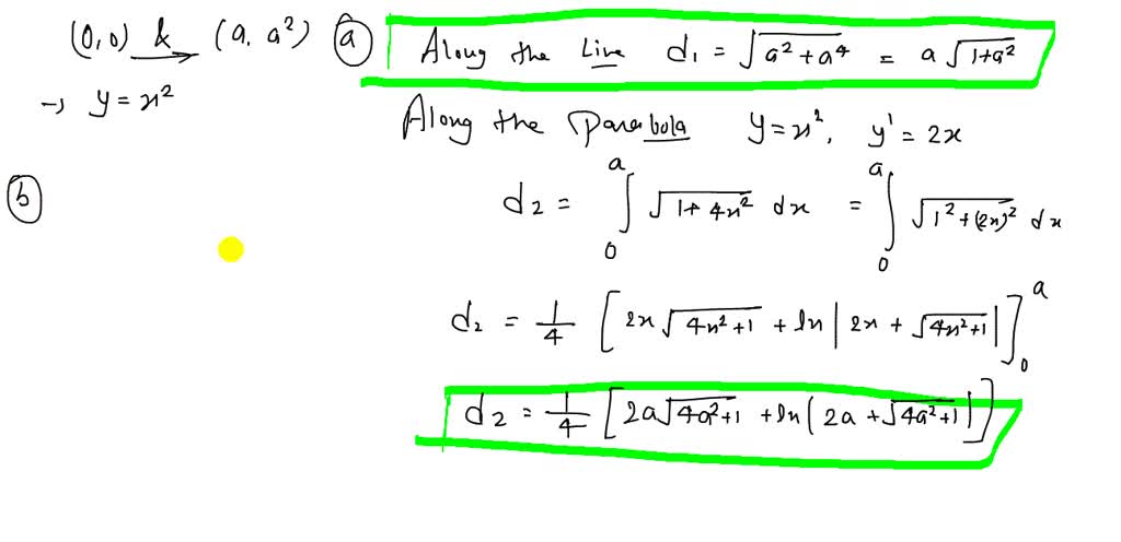 SOLVED:(a) Find formulas for the distance between (0,0) and (a, a^2 ...