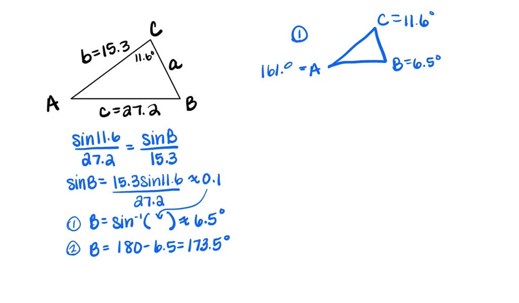 SOLVED:Two sides and an angle are given. Determine whether a triangle (or two) exists, and if so ...