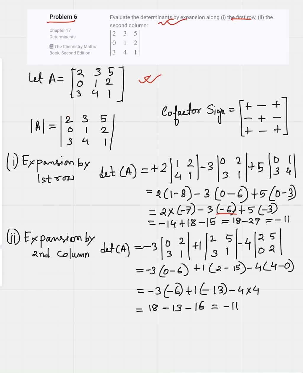 SOLVED:Doing 2 \times 2 determinants with Gauss's Method \left|\begin ...