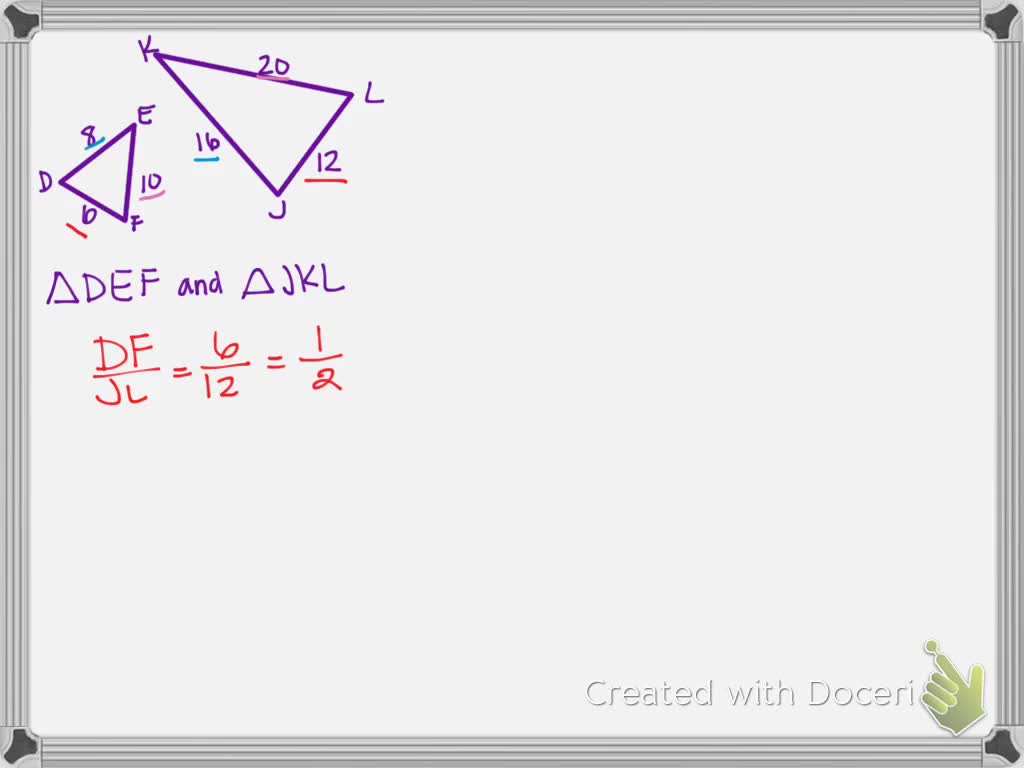 SOLVED:Verify that the triangles are similar. D E F and J K L (GRAPH ...
