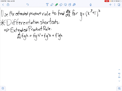 SOLVED:Use the Extended Product Rule (Problem 99) to find y^'. y=(x^4+1)^3