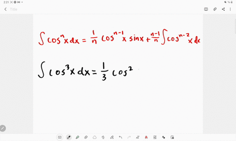 SOLVED:Derive the reduction formula \int \cos ^{n} x d x=\frac{1}{n ...
