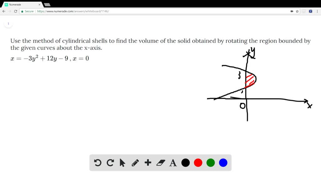 SOLVED:Use the method of cylindrical shells to find the volume of the ...