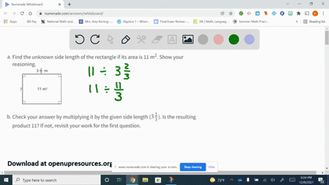 SOLVED:a. Find the unknown side length of the rectangle if its area is ...