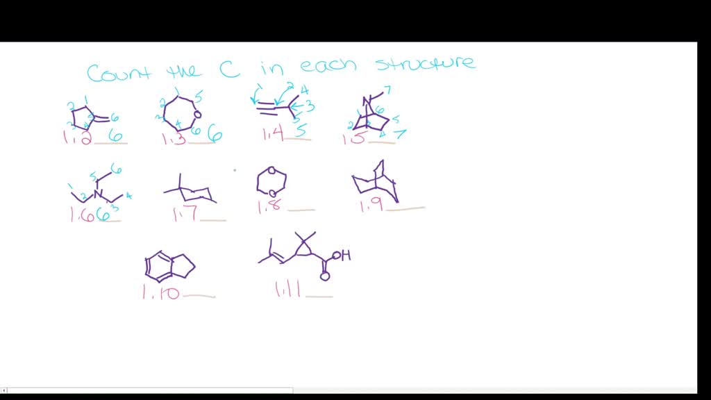 Count the number of carbon atoms in each of the following drawings ...