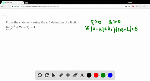 SOLVED:Prove the statement using the ε, δdefinition of a limit. limx →2 (x^2 + 2x - 7) = 1