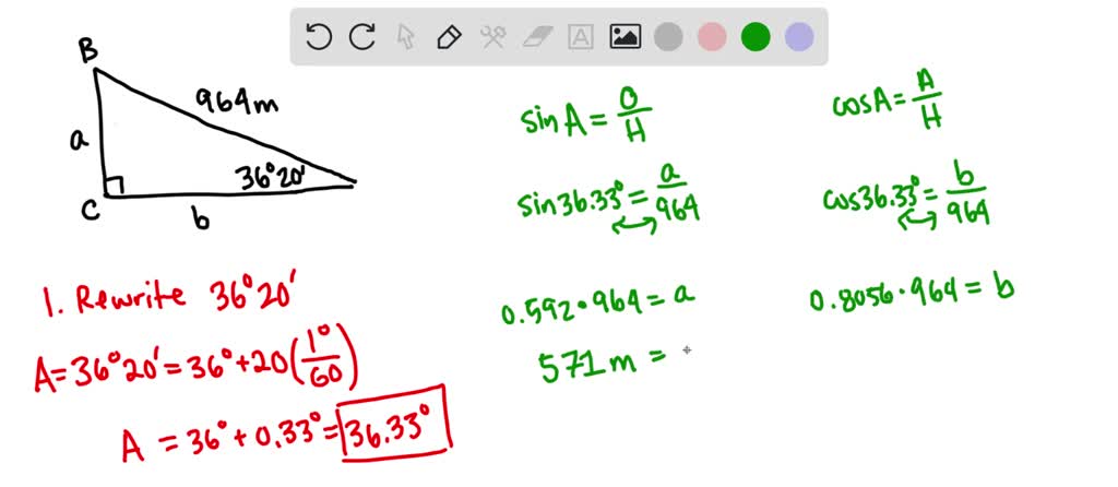 Solve right triangle. When two sides are given, give angles in degrees ...