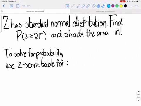 SOLVED:Let z be a random variable with a standard normal distribution. Find the indicated ...