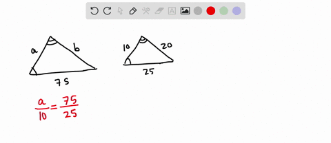 SOLVED:Find the unknown side lengths in each pair of similar triangles ...