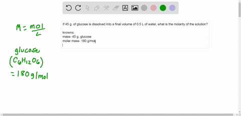 The molecular mass of glucose is about 180 g/mol. If 45 g of glucose is ...