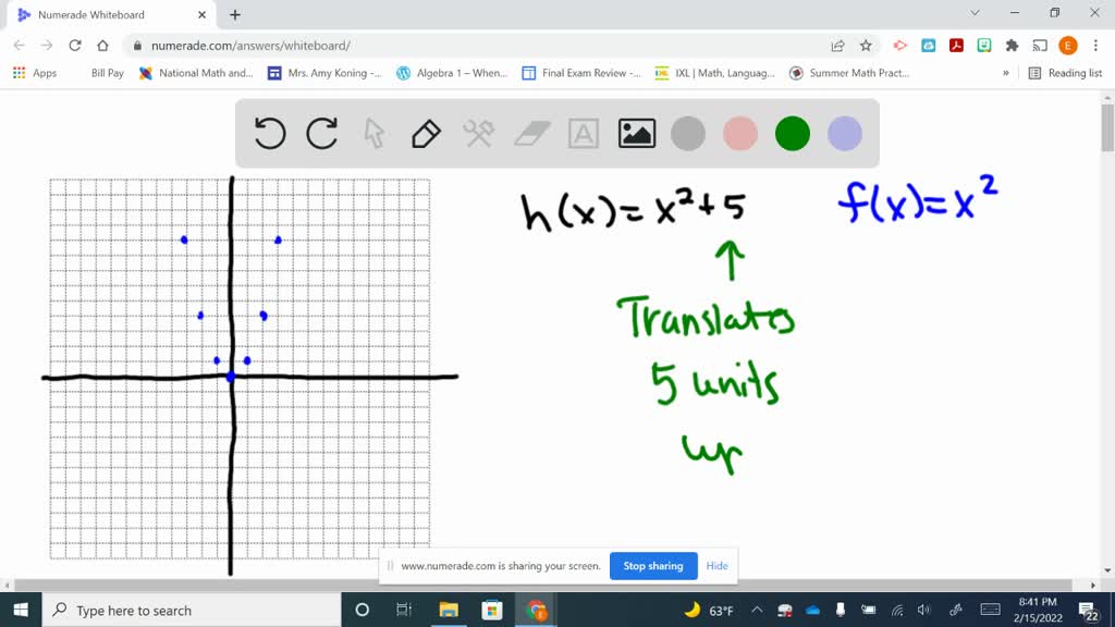 Graph each quadratic function. Label the vertex and sketch and label ...