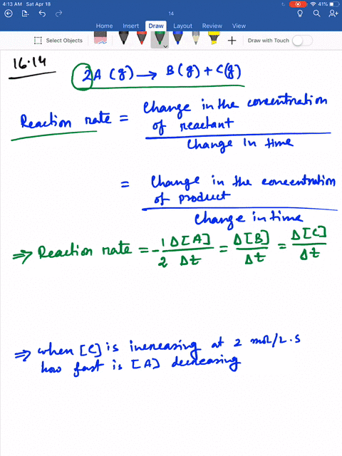 SOLVED: Express the rate of this reaction in terms of the change in concentration of each of the ...