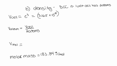 Tungsten crystallizes in a body-centered cubic unit cell with an edge ...