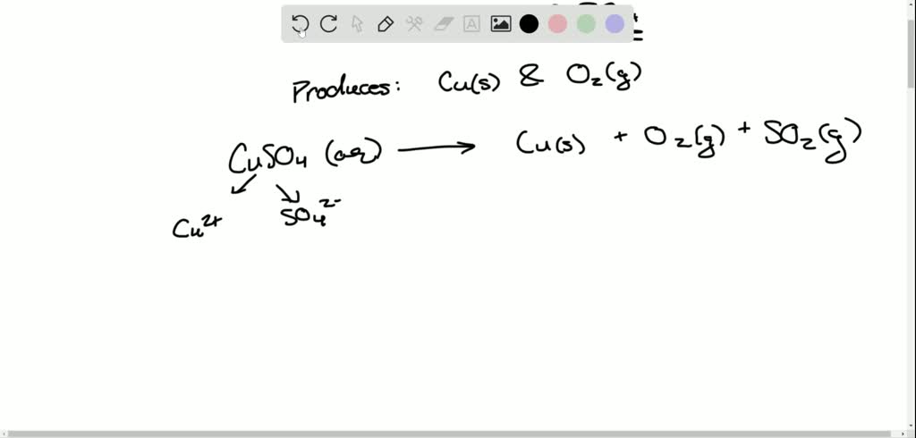 The products formed in the electrolysis of aqueous CuSO4 are Cu(s) and ...