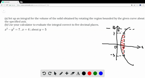 SOLVED:(a) Set up an integral for the volume of the solid obtained by rotating the region ...