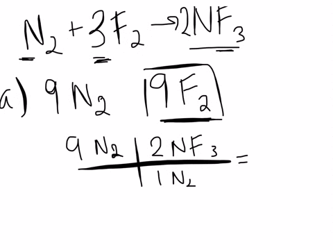 SOLVED:The balanced equation for the reaction of nitrogen and fluorine gas to form nitrogen ...