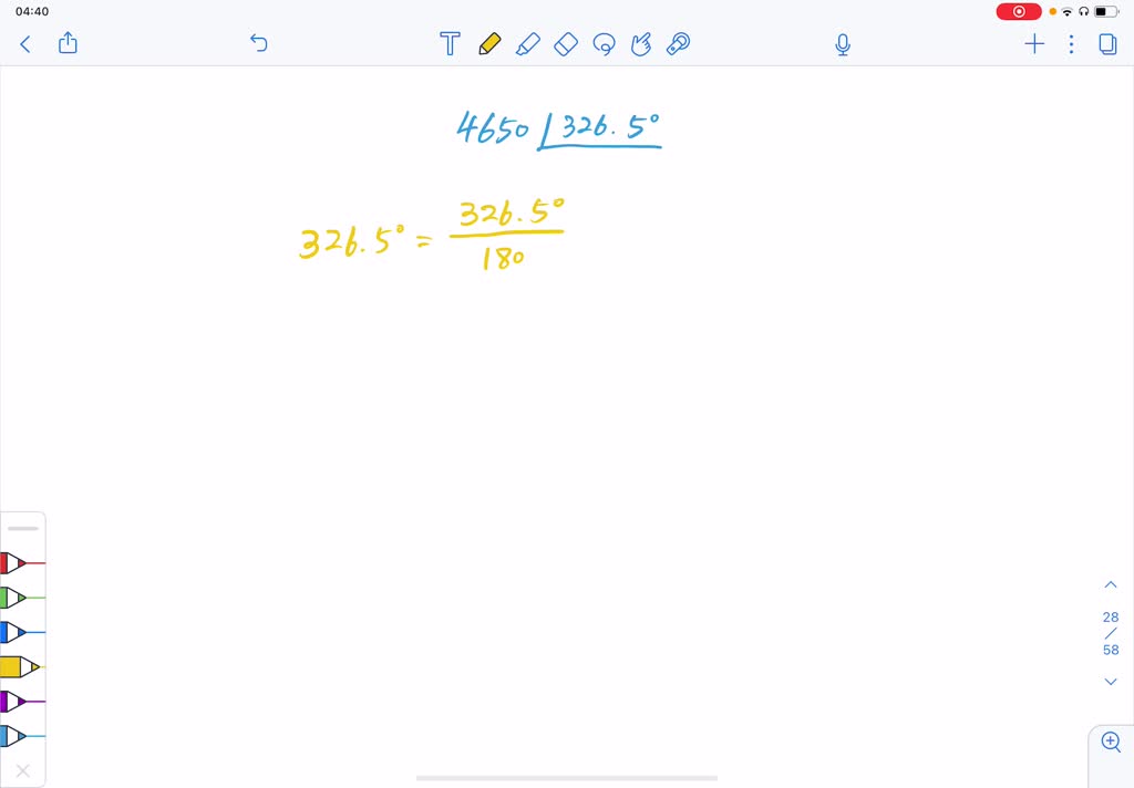 SOLVED:Express the given numbers in exponential form. 4650 / 326.5^∘