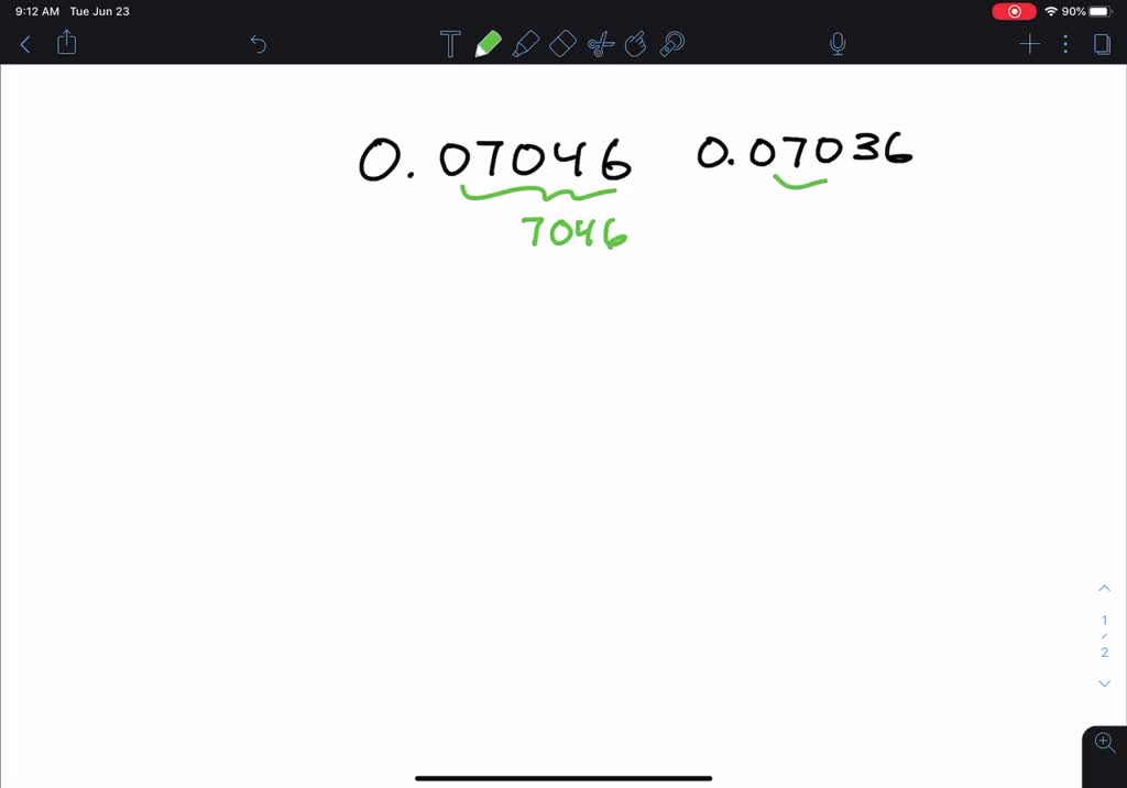 SOLVED:Place the correct symbol, , between the two numbers. 0.07046 0.07036