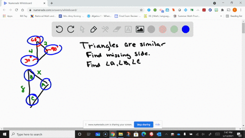 SOLVED: The triangles in each pair are similar. Find the missing length x and the missing angles ...