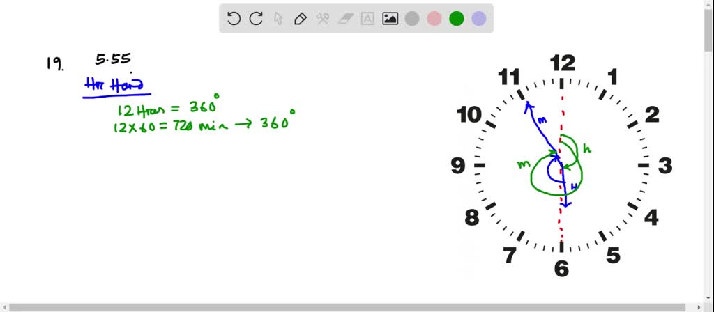 SOLVED:Find the measure of the angle formed by the hands of a clock at ...