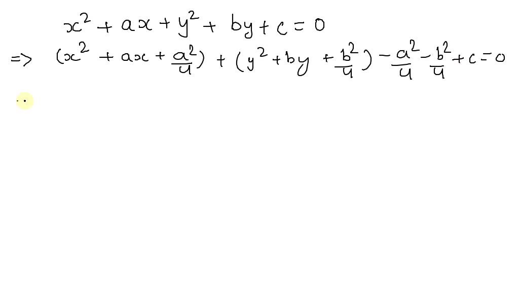 SOLVED Complete The Squares In The General Equation X 2 a X y 2 b Y