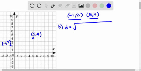 SOLVED:In Exercises 47-56, (a) plot the points, (b) find the distance between the points, and (c ...