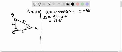 ⏩SOLVED:Solve each right triangle. In each case, C=90^∘ . If angle… | Numerade