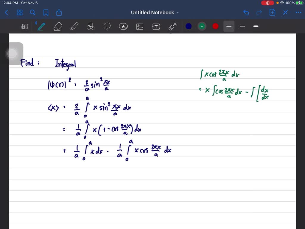 Solved Evaluate The Integral 7 65 To Give The Average Result X The Expectation Value Found