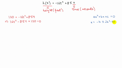 SOLVED:The height h(t) in feet of an object t seconds after it is ...