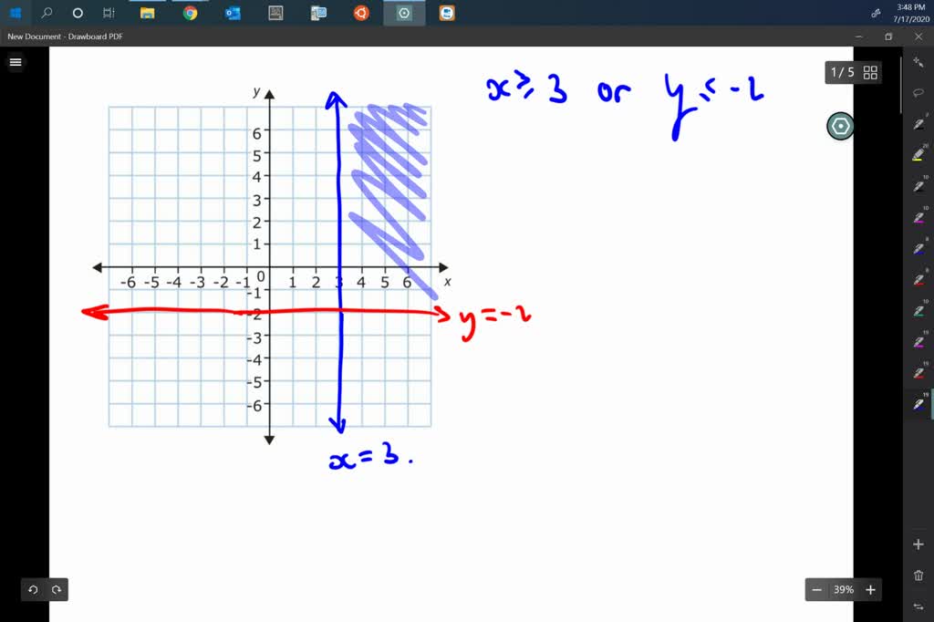 SOLVED:Graph each union or intersection. See Examples 3 and 4. x ≥3 or ...