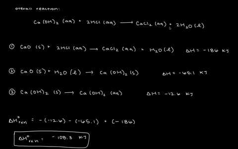 SOLVED: Calcium hydroxide reacts with hydrochloric acid by the ...