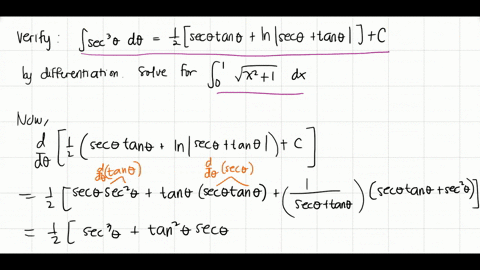 SOLVED:(a) Verify, by differentiation, that ∫sec^3 θd θ=(1)/(2 ...