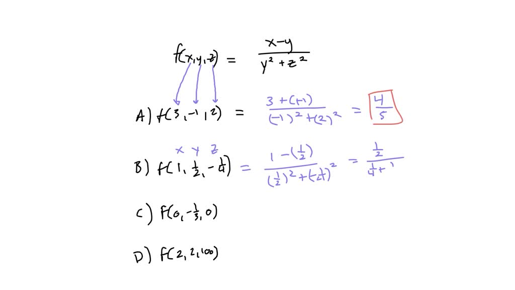 In Exercises 1-4, find the specific function values. f(x, y, z)=(x-y ...