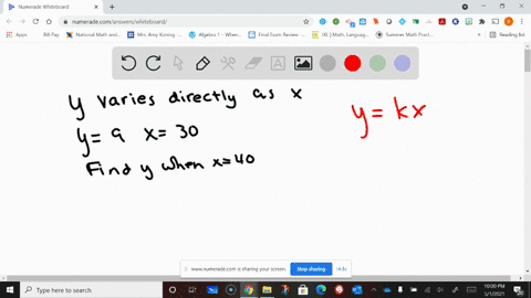 ⏩SOLVED:Solve each problem. If y varies directly as x, and y=9 when… | Numerade