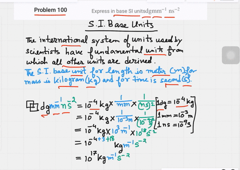 ⏩SOLVED:Express in base SI unitsdg mm^-1 ns^-2 | Numerade