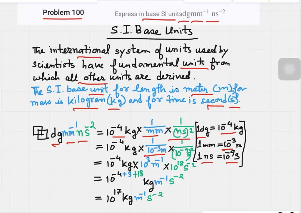 ⏩SOLVED:Express in base SI unitsdg mm^-1 ns^-2 | Numerade
