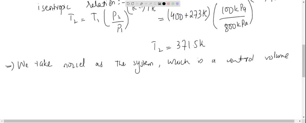 Air flows from a nozzle. The inlet conditions are 130 kPa and 150^∘ C ...