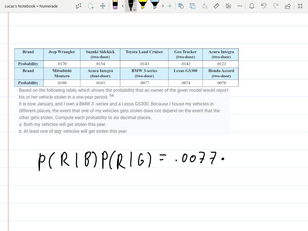 ⏩SOLVED:Based on the following table, which shows the probability ...