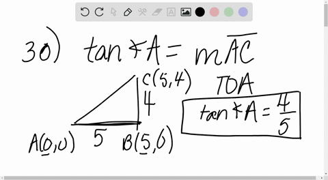 SOLVED:a. Show that tan ∠A= slope of A C . b. Use trigonometry to find ...