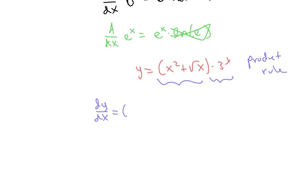 ⏩SOLVED:Find d y / d x using any method. y ≡(x^2+√(x)) 3^x | Numerade
