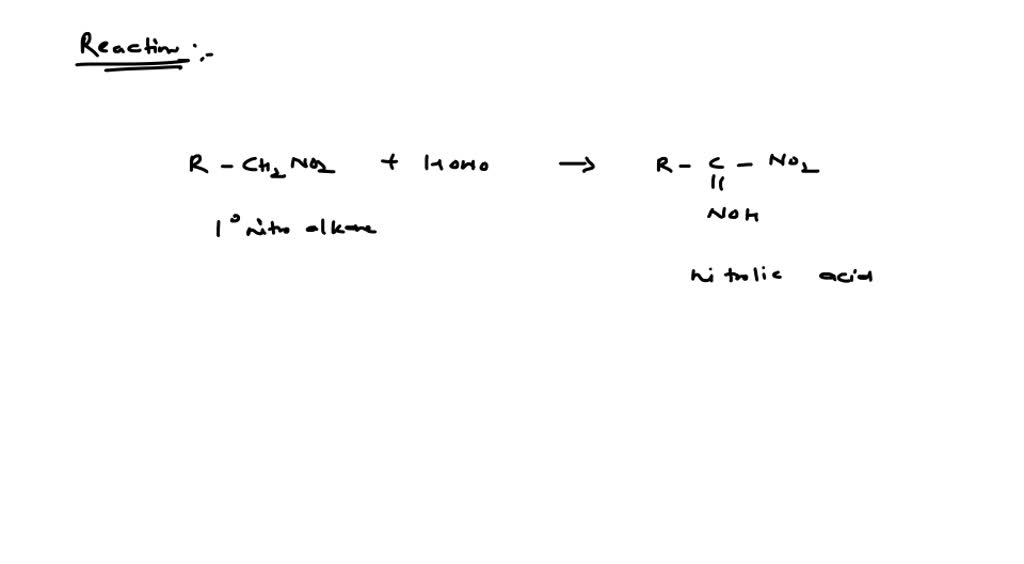 SOLVED:Primary nitro compounds react with nitrous acid to form nitrolic ...