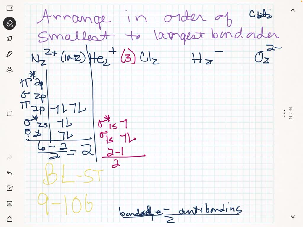 SOLVED:Place the following molecules and ions in order from smallest to ...