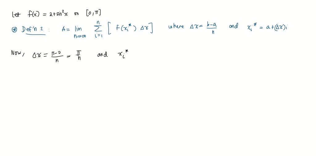 ⏩SOLVED:Use Definition 2 to find an expression for the area under… | Numerade