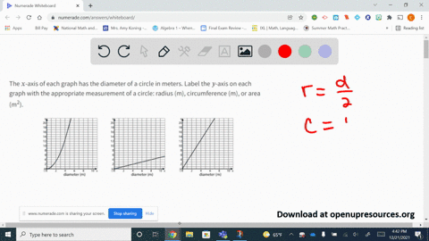SOLVED:The x-axis of each graph has the diameter of a circle in meters ...